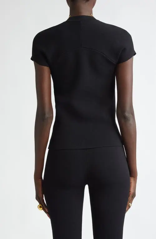 St. John Interlock Knit Short Sleeve Sweater