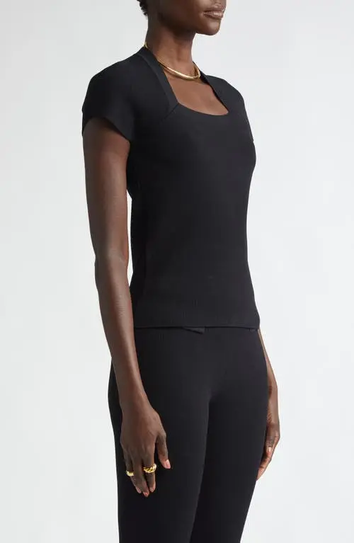 St. John Interlock Knit Short Sleeve Sweater