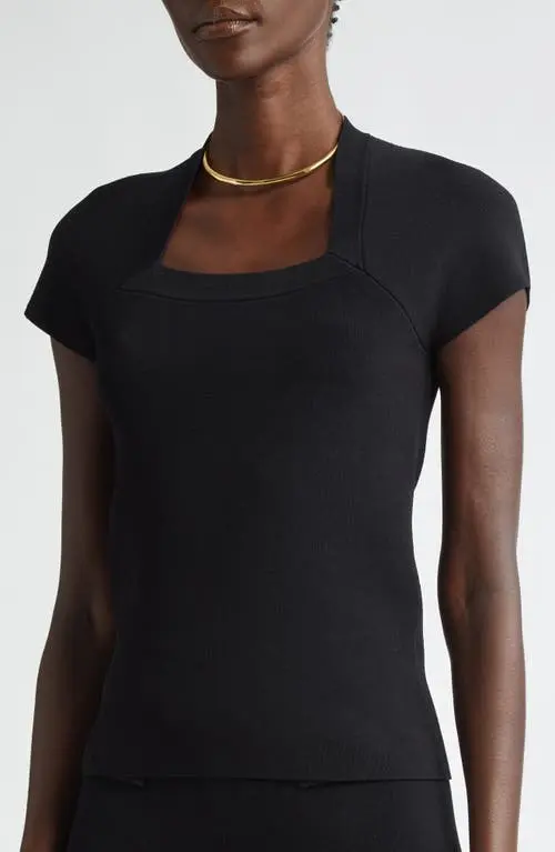 St. John Interlock Knit Short Sleeve Sweater