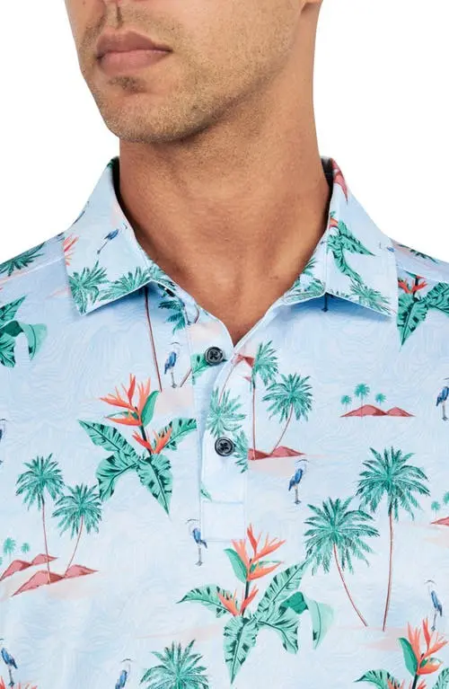 CON.STRUCT Regular Fit Tropical Palm Print Recycled Performance Golf Polo - Multi