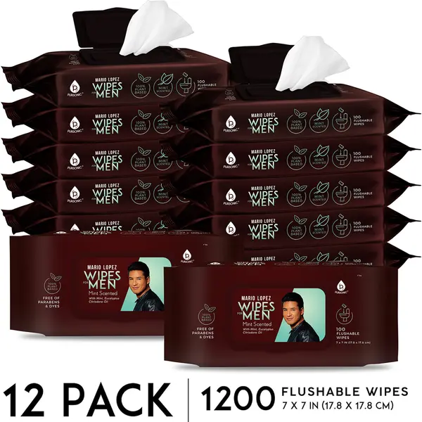 PURSONIC 12 Pack Of Flushable Mario Lopez Wipes - Brown