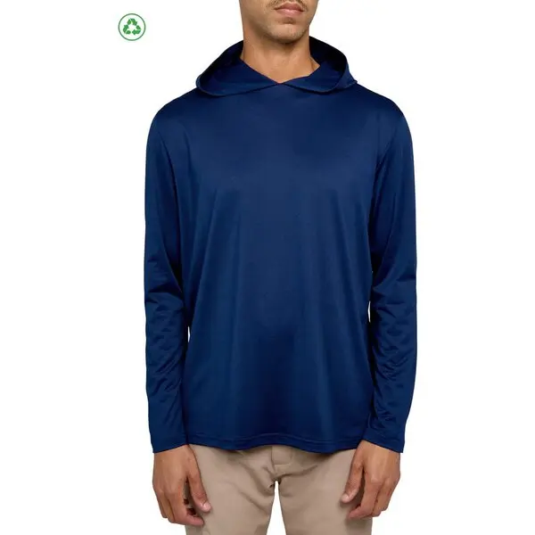 CON.STRUCT Regular Fit Melange Recycled Performance Hoodie - Navy/blue