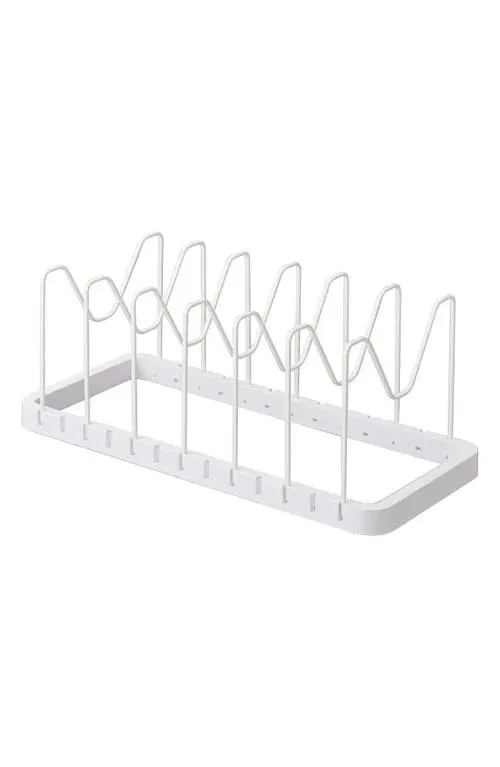 YAMAZAKI Adjustable Pot Lid Wire Organizer - White