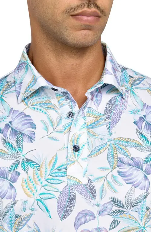 CON.STRUCT Regular Fit Sketch Leaves Print Recycled Performance Golf Polo - Multi
