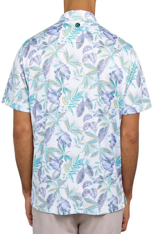 CON.STRUCT Regular Fit Sketch Leaves Print Recycled Performance Golf Polo - Multi