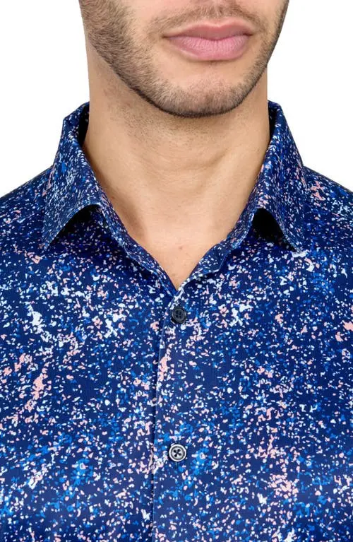 CON.STRUCT Regular Fit Splatter Print Recycled Performance Golf Button-down Shirt - Multi