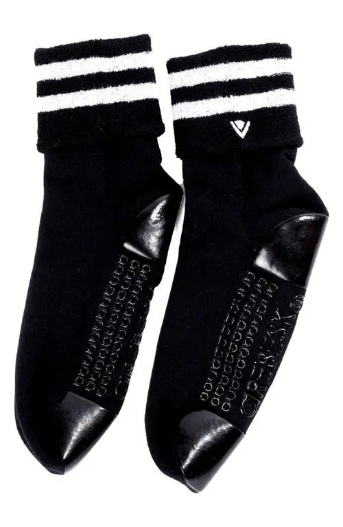 AREBESK Foldover Terry Grip Quarter Socks - Black