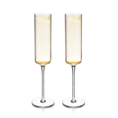 VISKI Laurel Crystal Champagne Flutes Set Of 2