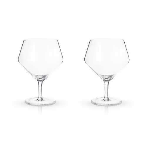 VISKI Raye Crystal Angled Gin & Tonic Glasses Set Of 2 - Clear