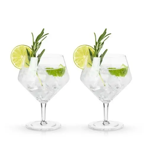 VISKI Raye Crystal Angled Gin & Tonic Glasses Set Of 2