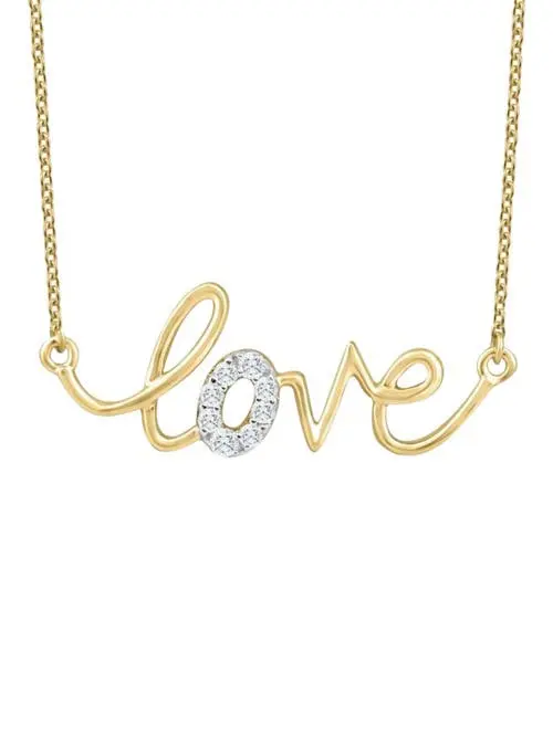 BLISS DIAMOND 1/10 Ct. Diamond Love Pendant Necklace - 10k Yellow Gold