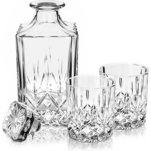 VISKI Admiral Crystal 3-piece Decanter & Tumbler Set - Clear