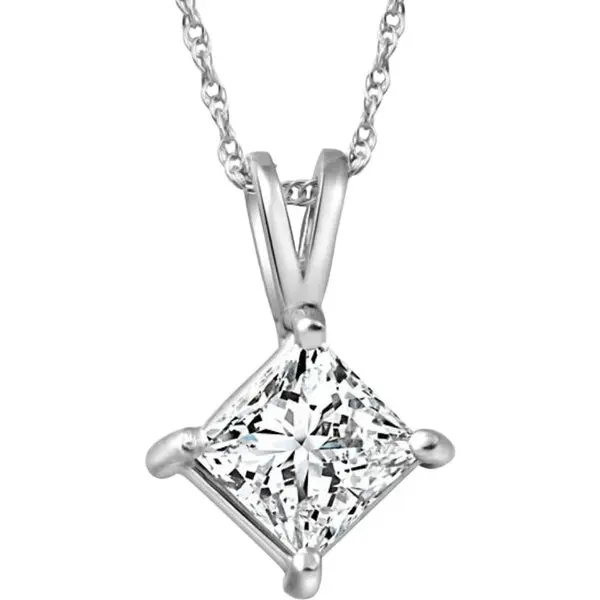BLISS DIAMOND 1ct Princess Cut Lab Grown Diamond Pendant Necklace - 14k White Gold