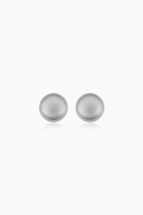 ORADINA 14k Gold Buttoned Up Stud Earrings - White Gold