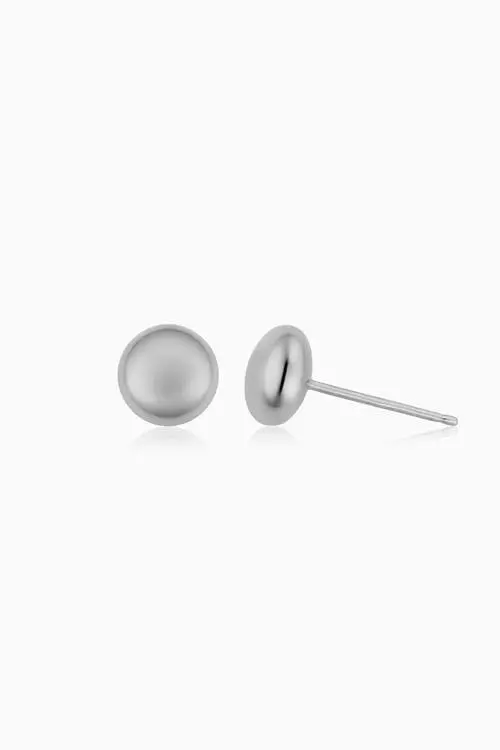 ORADINA 14k Gold Buttoned Up Stud Earrings - White Gold