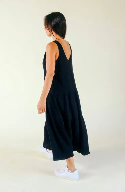 POPLINEN Teresa Tiered Tank Dress - Black