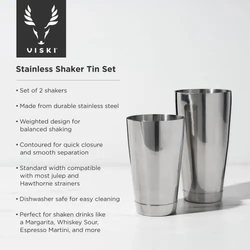 VISKI Harrison Boston Shaker Tin Set In Stainless Steel
