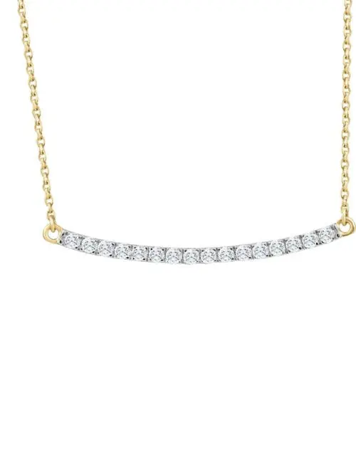 BLISS DIAMOND 1/3ct Lab Grown Diamond Bar Pendant Necklace 10k Gold - 10k Yellow Gold