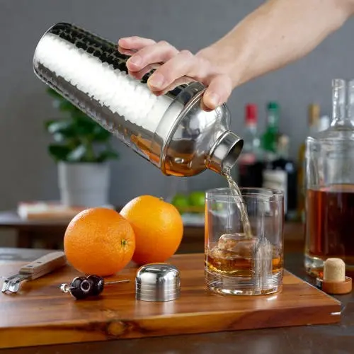 VISKI Irving Hammered Cocktail Shaker In Stainless Steel