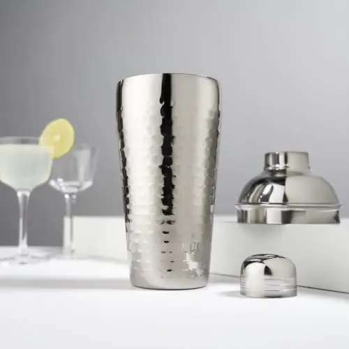 VISKI Irving Hammered Cocktail Shaker In Stainless Steel