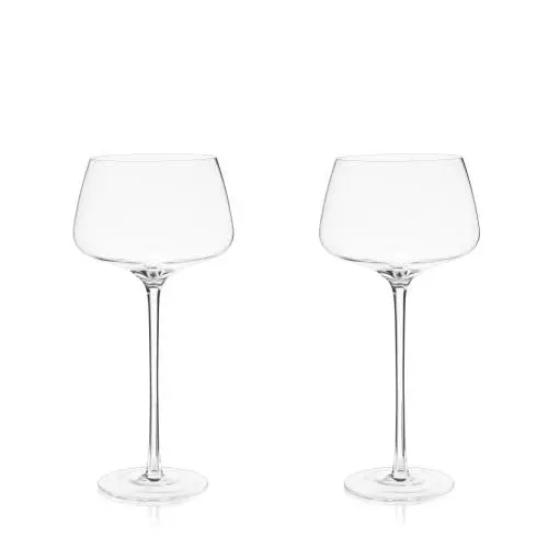 VISKI Raye Crystal Angled Amaro Spritz Glasses Set Of 2 - Clear