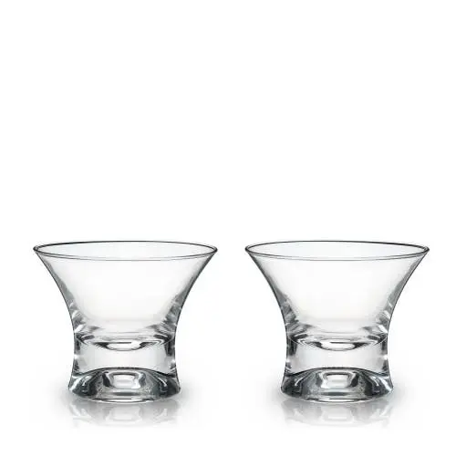 VISKI Raye Crystal Stemless Manhattan Glasses Set Of 2 - Clear