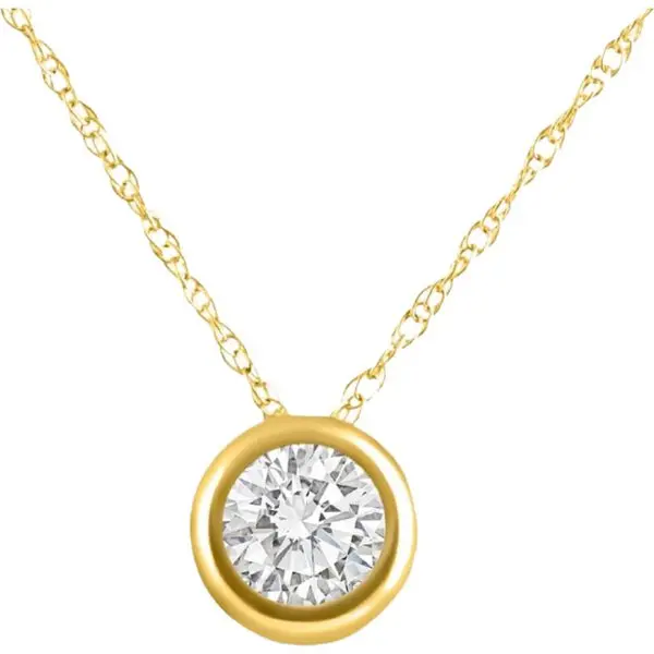 BLISS DIAMOND 14k Gold 1/2ct Lab Grown Diamond Solitaire Pendant Necklace - 14k Yellow Gold