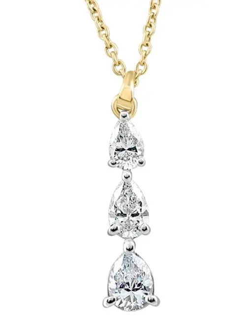 BLISS DIAMOND 1/2ct Pear Shape Lab Grown Diamond Pendant Necklace - 10k Yellow Gold