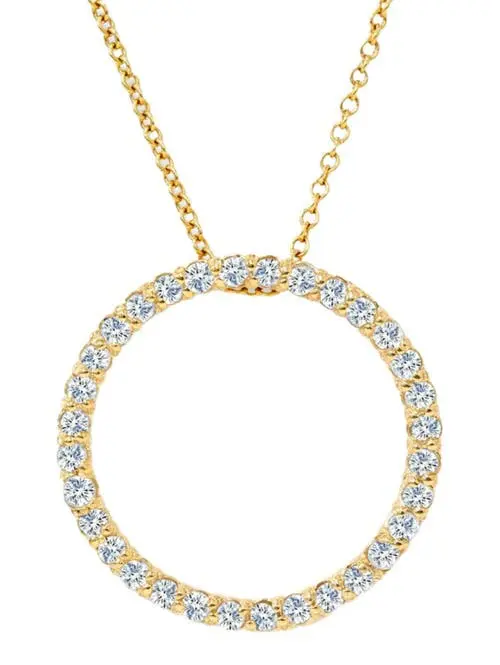 BLISS DIAMOND 1/2ct Lab Grown Diamond Circle Pendant Necklace - 10k Yellow Gold