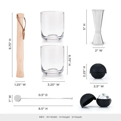 VISKI Professional 7-piece Muddled Barware Set In Stainless Steel