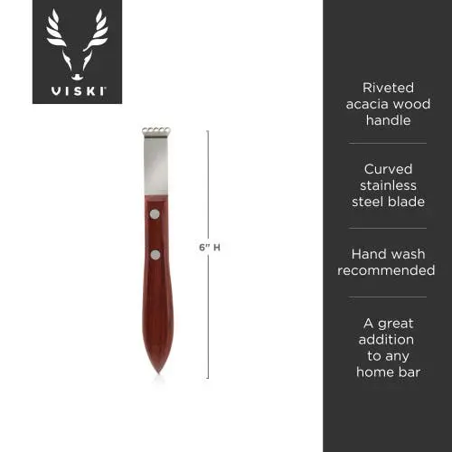 VISKI Professional Citrus Zester With Acacia Wood