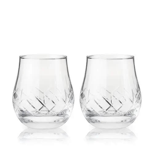 VISKI Admiral Crystal Heavyweight Bourbon Glasses Set Of 2 - Clear