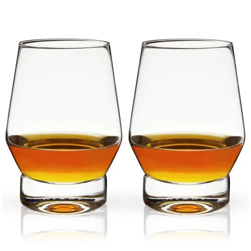 VISKI Raye Crystal Heavy Base Whiskey Glasses Set Of 2