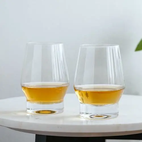 VISKI Raye Crystal Heavy Base Whiskey Glasses Set Of 2