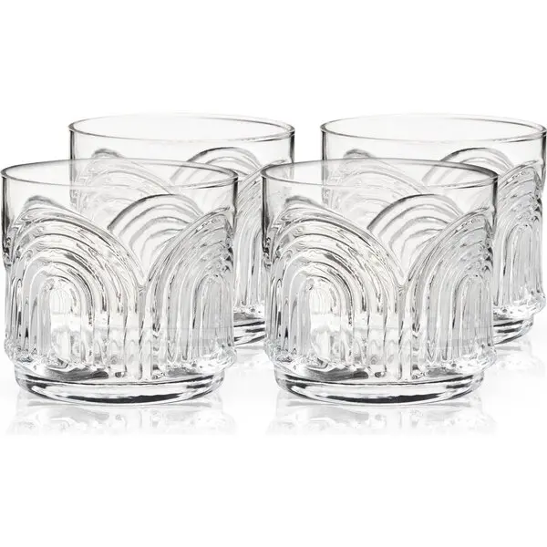 VISKI Beau Crystal Lowball Tumblers Set Of 4 - Clear