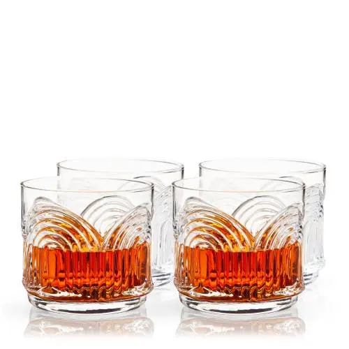 VISKI Beau Crystal Lowball Tumblers Set Of 4