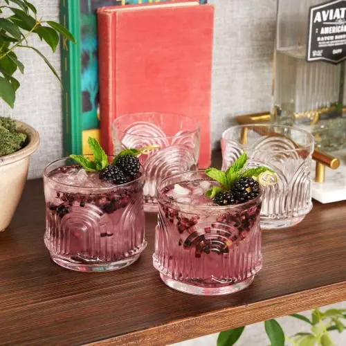 VISKI Beau Crystal Lowball Tumblers Set Of 4