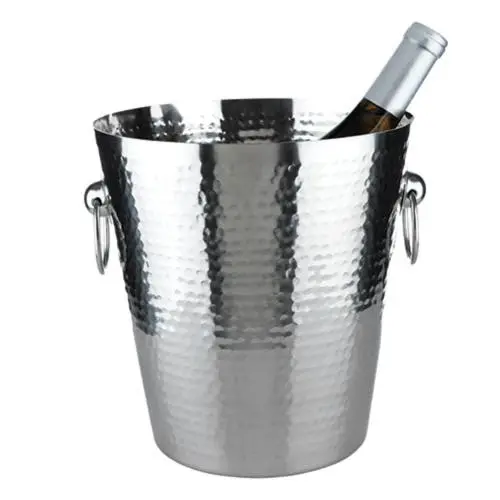 VISKI Irving Hammered Ice Bucket In Stainless Steel - Silver