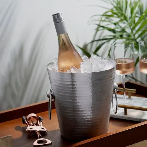 VISKI Irving Hammered Ice Bucket In Stainless Steel