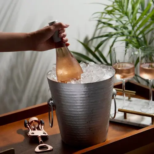 VISKI Irving Hammered Ice Bucket In Stainless Steel