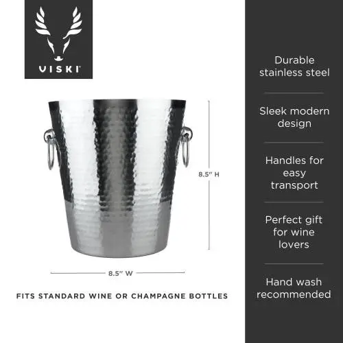 VISKI Irving Hammered Ice Bucket In Stainless Steel