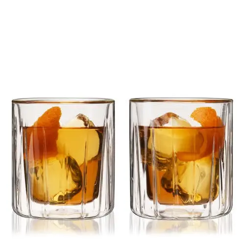 VISKI Double Walled Rocks Glasses Set Of 2