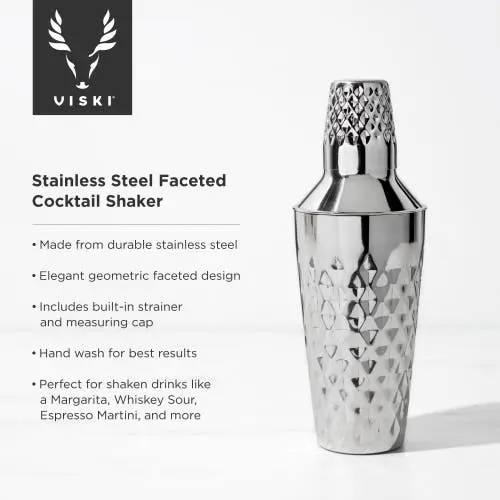 VISKI Irving Faceted Cocktail Shaker In Stainless Steel