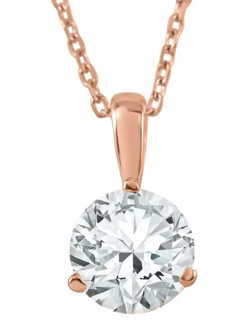 BLISS DIAMOND 1/2 Ct Solitaire Lab Grown Diamond Pendant - 14k Rose Gold