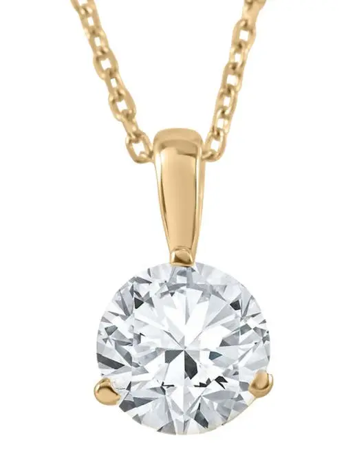 BLISS DIAMOND 1/2 Ct Solitaire Lab Grown Diamond Pendant - 14k Yellow Gold