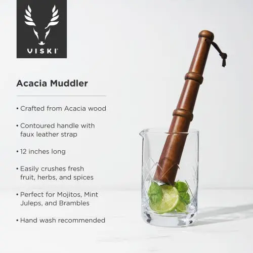VISKI Professional 12" Muddler With Acacia Wood