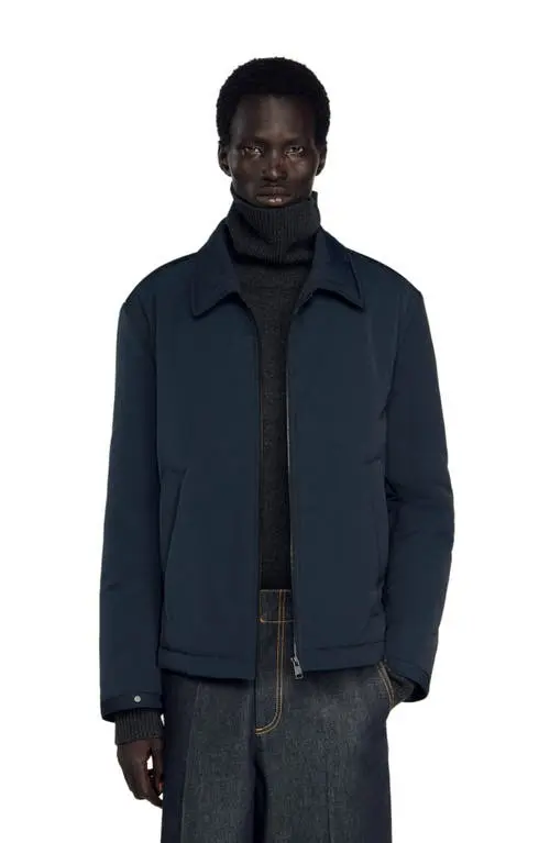 Sandro Quilted Technical Jacket - Navy Blue