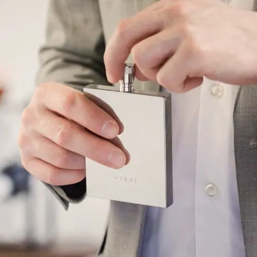VISKI Harrison 2 Oz Slim Flask In Stainless Steel