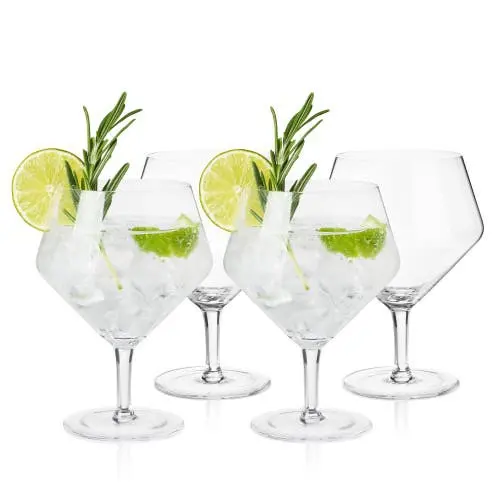 VISKI Raye Crystal Gin & Tonic Glasses Set Of 4