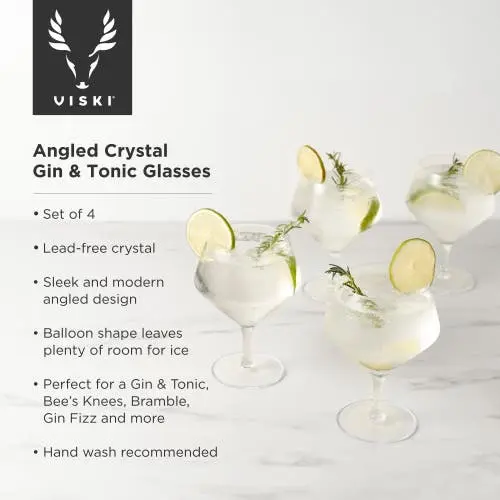 VISKI Raye Crystal Gin & Tonic Glasses Set Of 4